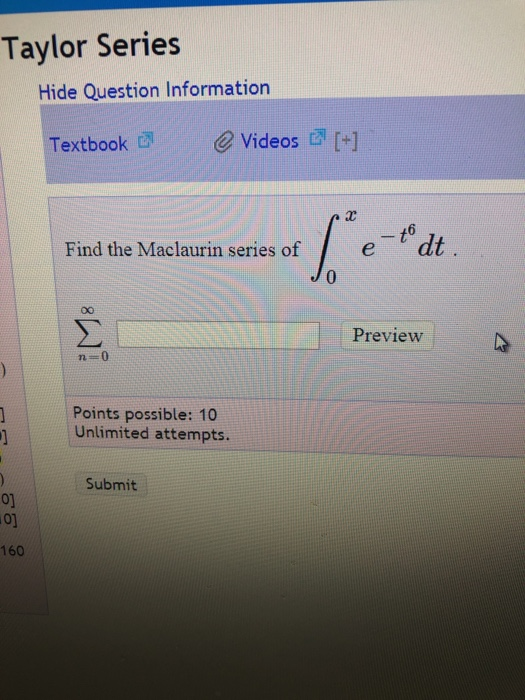 Solved Taylor Series Hide Question Information Textbook 2 @ | Chegg.com