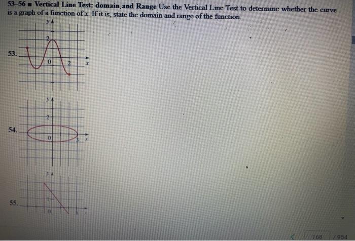Solved 55.53−56 = Vertical Line Test: domain, and Range Use | Chegg.com ...