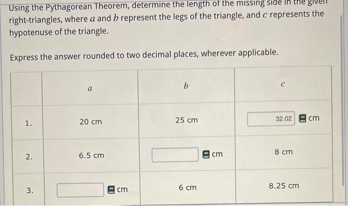 Solved Using the Pythagorean Theorem, determine the length | Chegg.com