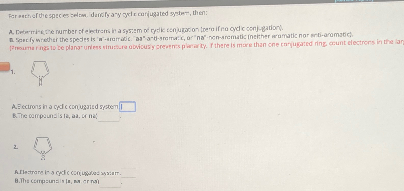 For each of the species below, identify any cyclic | Chegg.com