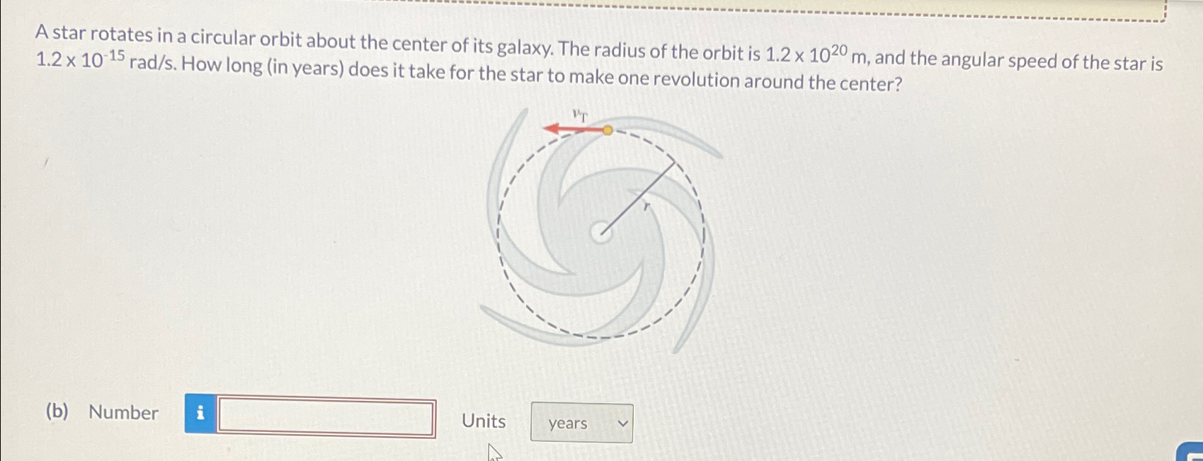 Solved A star rotates in a circular orbit about the center | Chegg.com