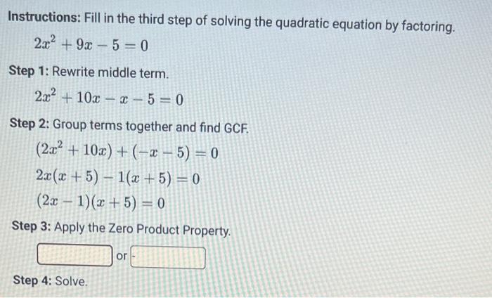 Solved Instructions: Fill in the third step of solving the | Chegg.com