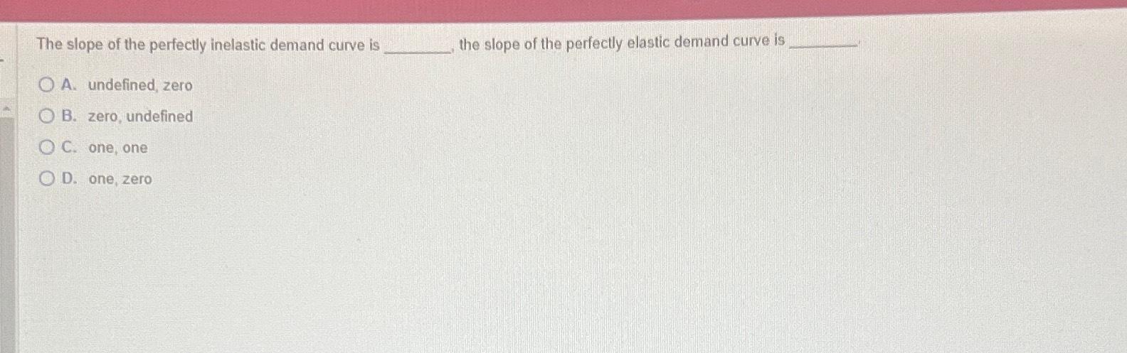 Solved The slope of the perfectly inelastic demand curve | Chegg.com