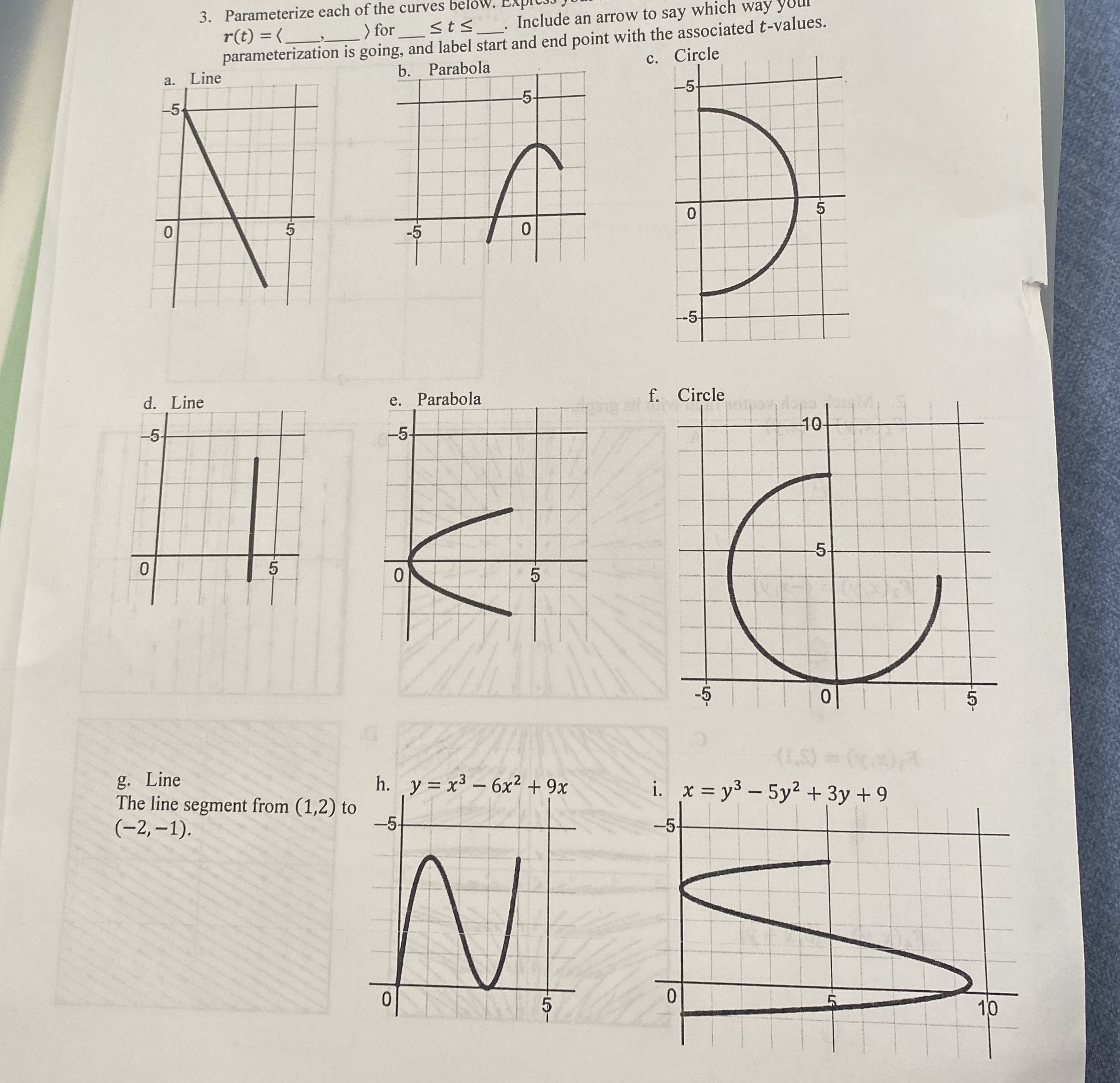 Solved Parameterize each of the curves below. Expich an | Chegg.com