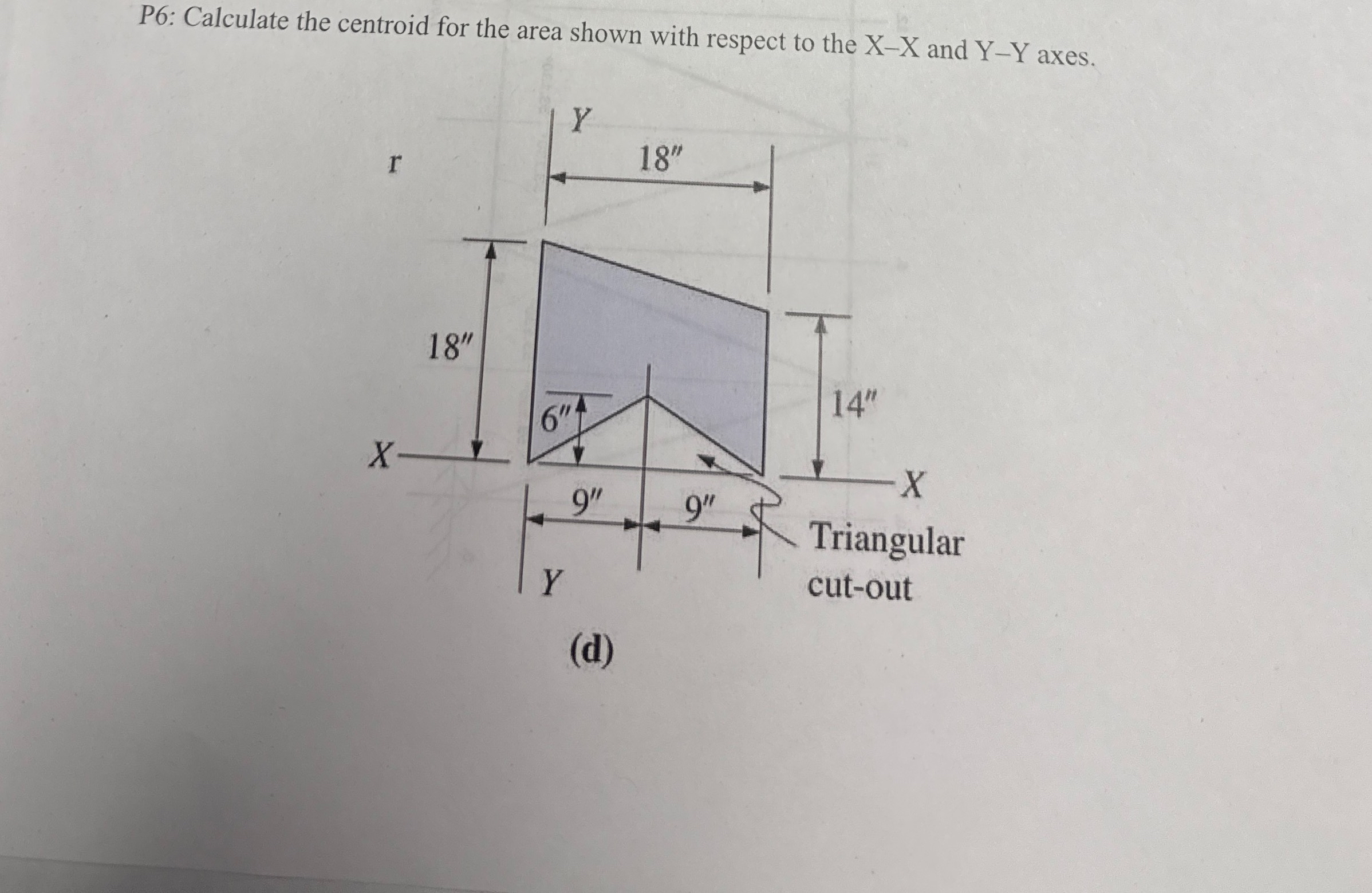 Solved P6: Calculate the centroid for the area shown with | Chegg.com