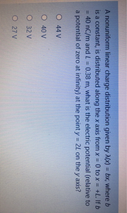 Solved A nonuniform linear charge distribution given by Xx) | Chegg.com