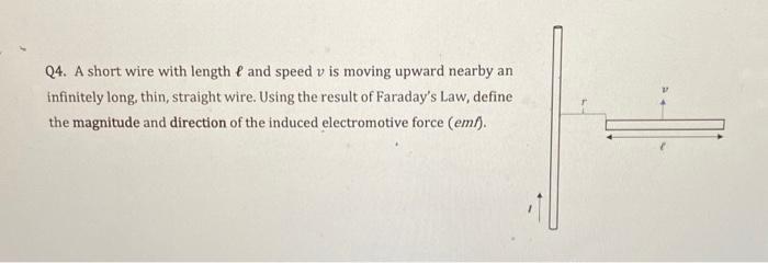 Solved Q4. A short wire with length ℓ and speed v is moving | Chegg.com