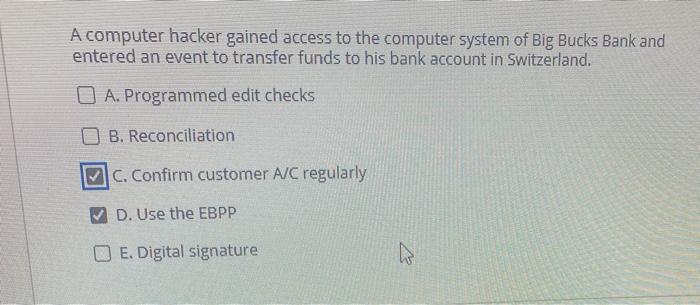 Solved A computer hacker gained access to the computer | Chegg.com