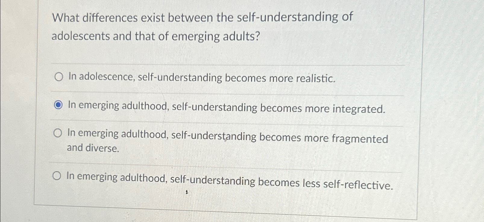 Solved What differences exist between the self-understanding | Chegg.com