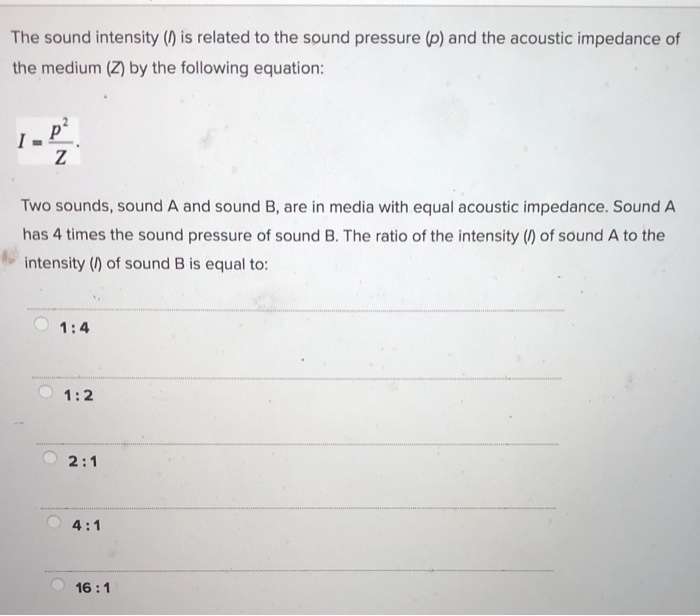 Solved The sound intensity () is related to the sound | Chegg.com