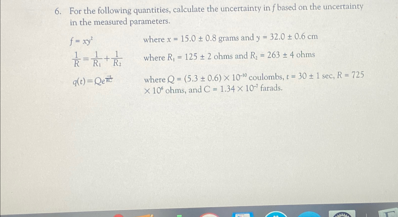 Solved For the following quantities, calculate the | Chegg.com