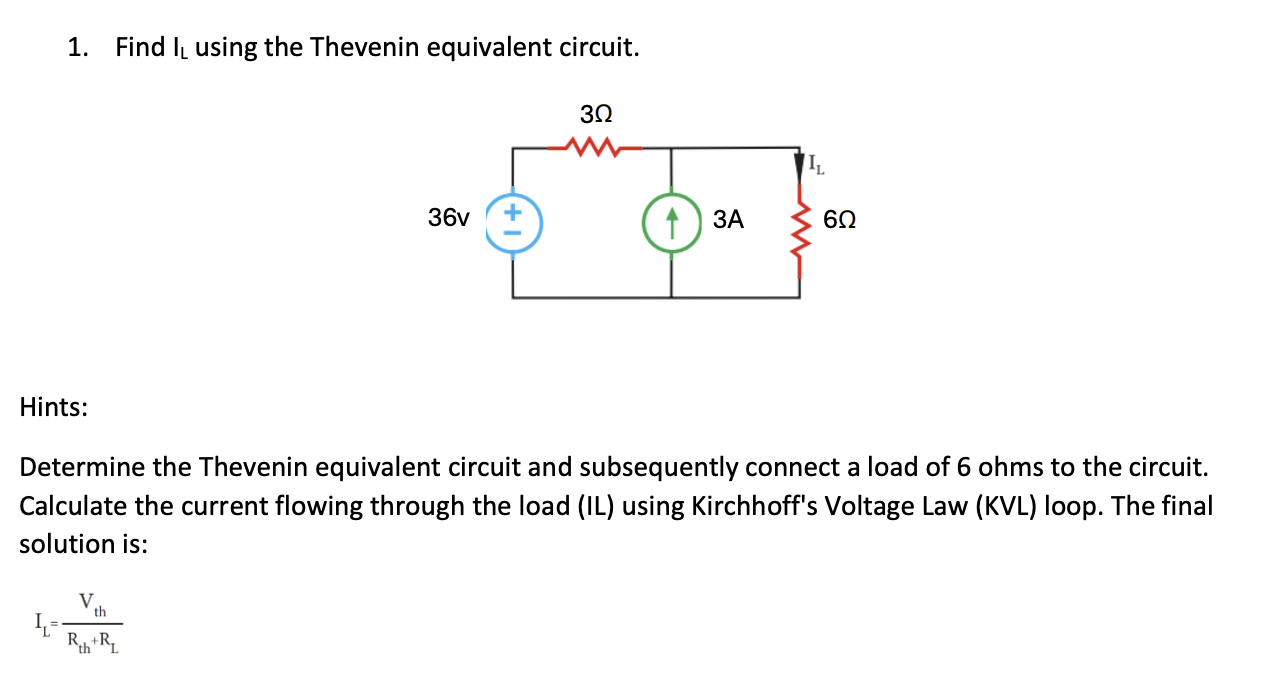 Solved Find IL ﻿using the Thevenin equivalent | Chegg.com