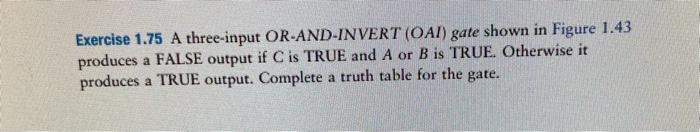 Solved Exercise 1.74 A three-input AND-OR (AO) gate shown in | Chegg.com