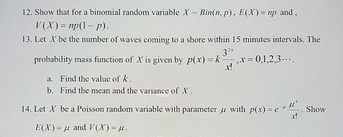 Solved 12. Show that for a binomial random variable | Chegg.com