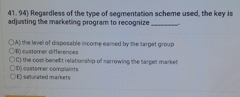 Solved Regardless of the type of segmentation scheme used, | Chegg.com