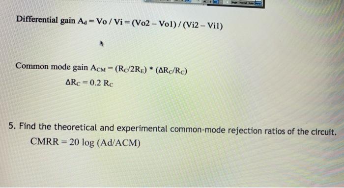 Find differential gain Ad & common mode gain Acm & | Chegg.com