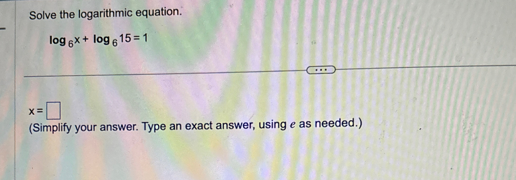Solved Solve the logarithmic | Chegg.com