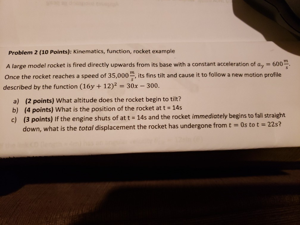 Solved Problem 2 (10 Points): Kinematics, function, rocket | Chegg.com