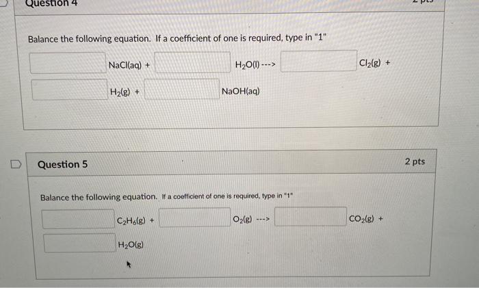 Solved Balance the following equation. If a coefficient of | Chegg.com