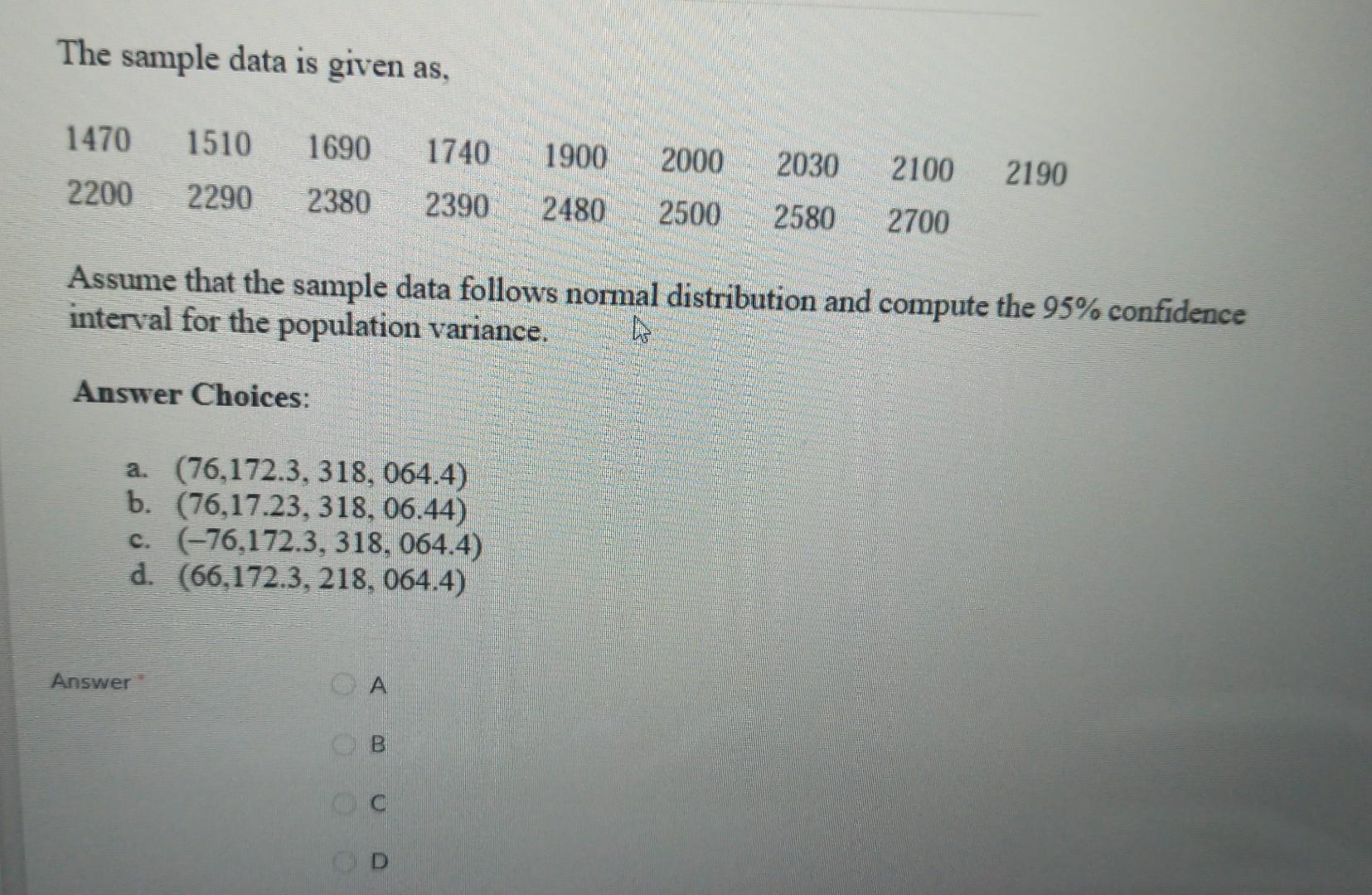 Solved The sample data is given as, Assume that the sample | Chegg.com