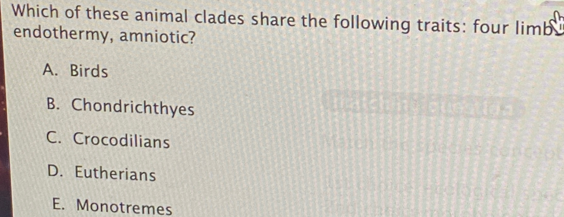 Solved Which of these animal clades share the following | Chegg.com