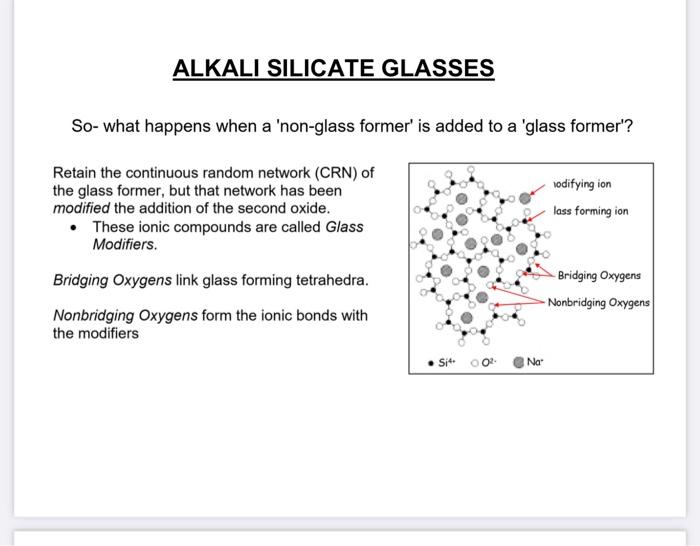 Solved Binary Alkali Silicates (Na, O-SIO, Glass) S;4+ 02- | Chegg.com