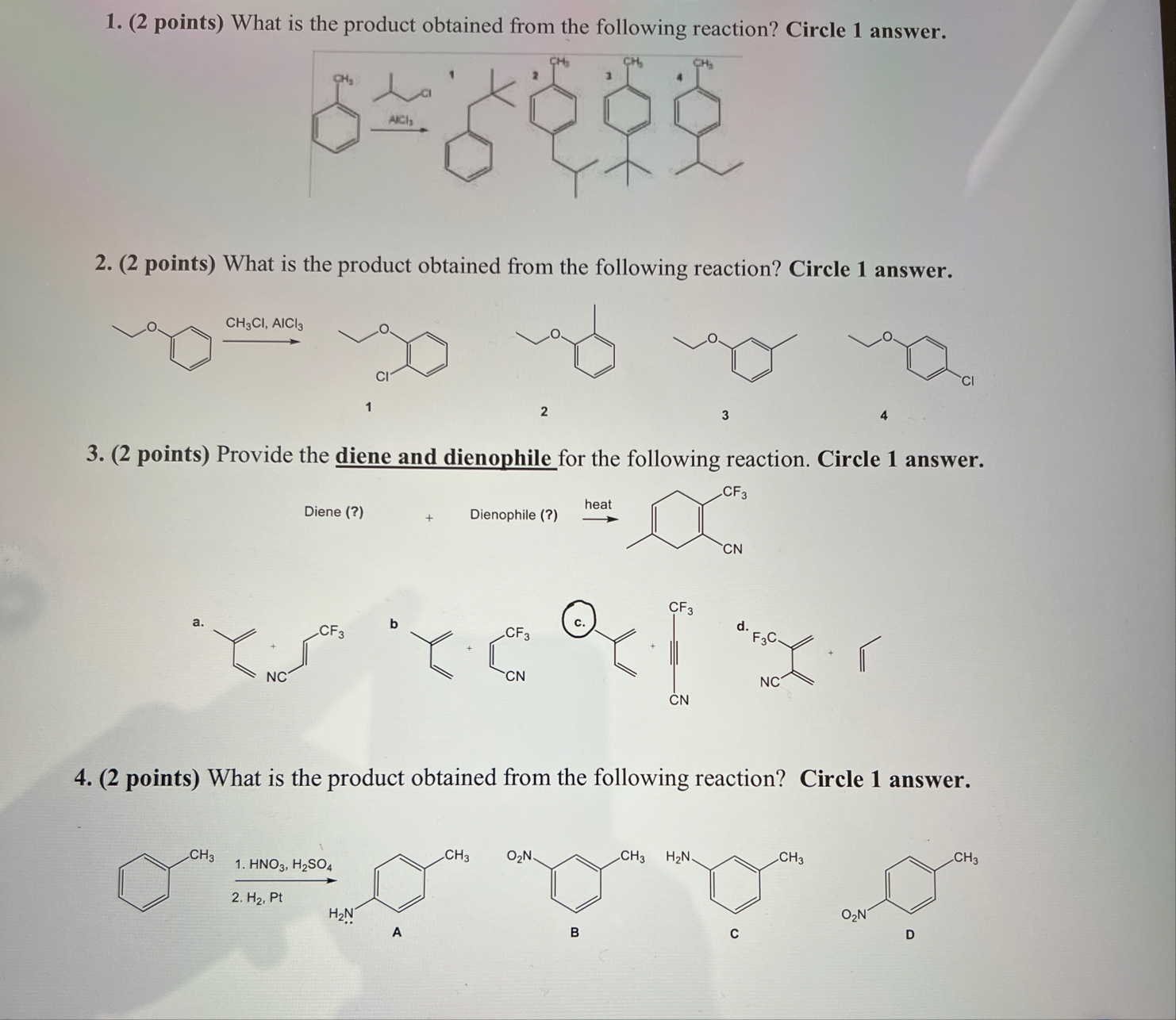 ( 2 ﻿points) ﻿What is the product obtained from the | Chegg.com