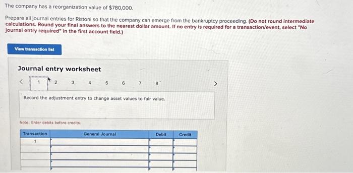 Solved Ristoni Company is in the process of emerging from a | Chegg.com