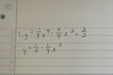 1. y=19x4-119x2 32y=12-19x2Set up the integrals to | Chegg.com
