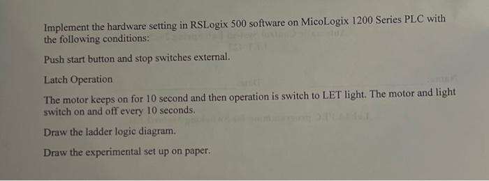 Lab4A PLC programming for Switching | Chegg.com