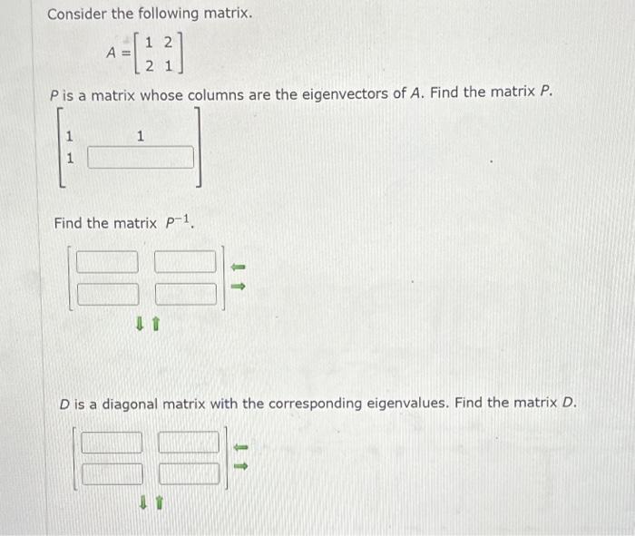 Solved Consider the following matrix. A=[1221] P is a matrix | Chegg.com