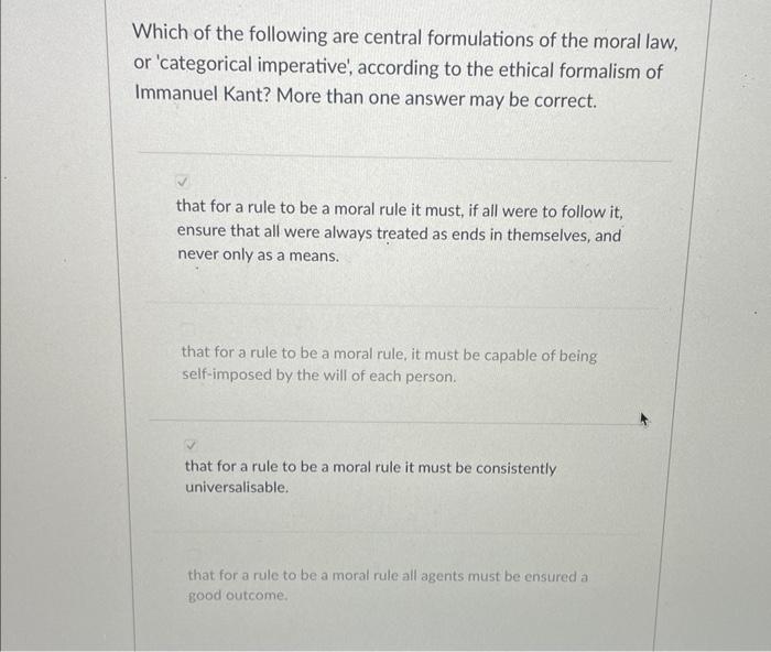 Which of the following are central formulations of | Chegg.com
