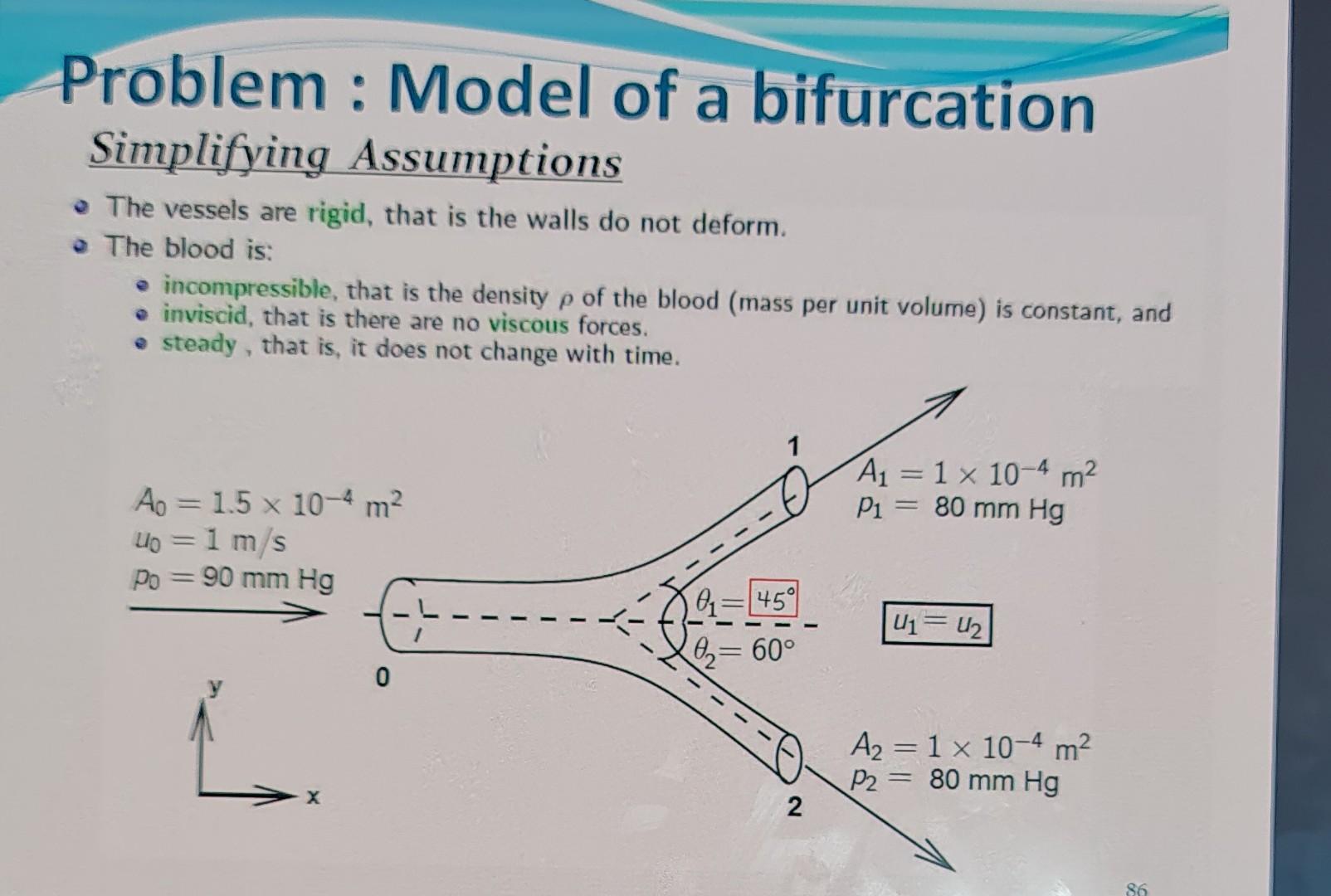 Solved Problem : Model of a bifurcation The blood is split | Chegg.com