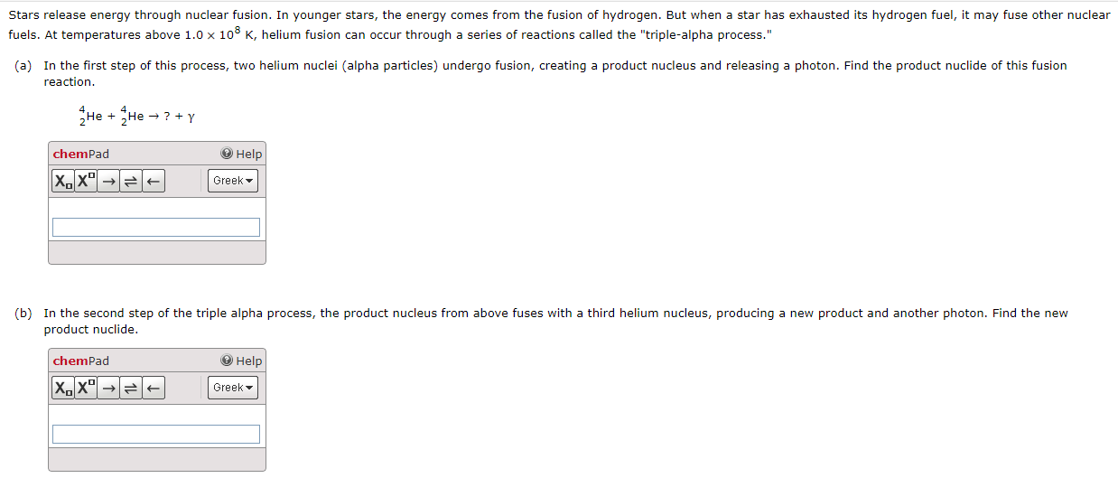 Solved Stars release energy through nuclear fusion. In | Chegg.com