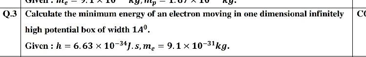 Solved 2.3 Calculate the minimum energy of an electron | Chegg.com