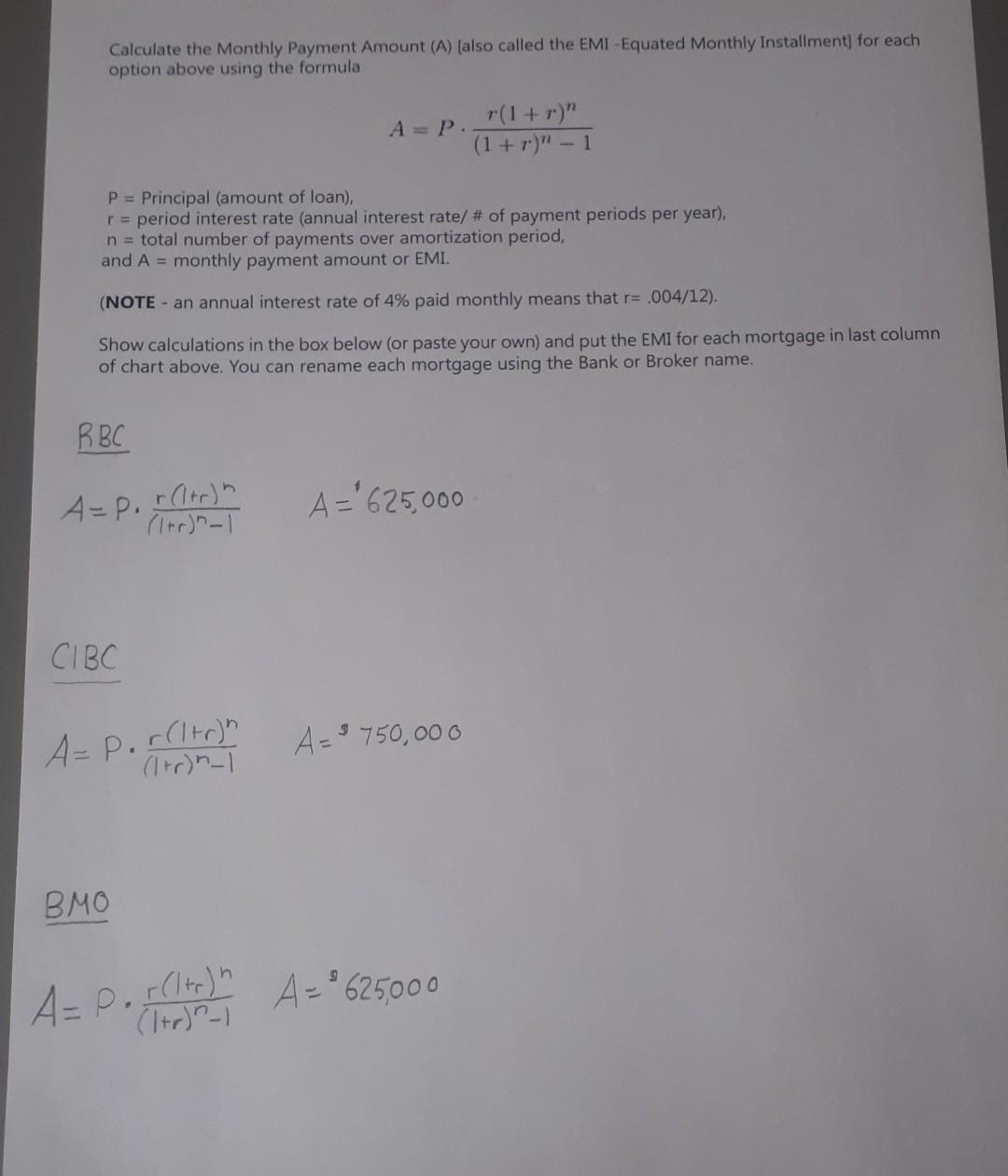 Solved Calculate the Monthly Payment Amount (A) (also called | Chegg.com