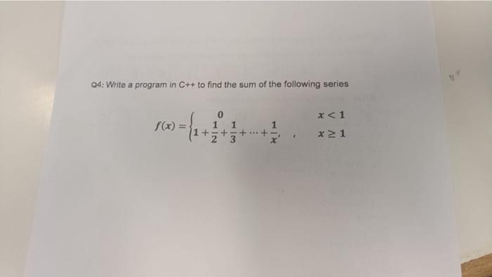 Solved Q4: Write a program in C++ to find the sum of the | Chegg.com
