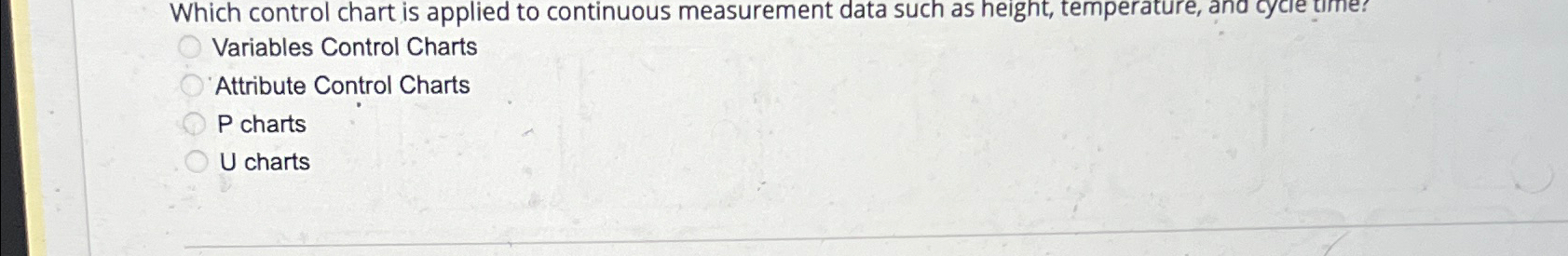 Solved Which control chart is applied to continuous | Chegg.com