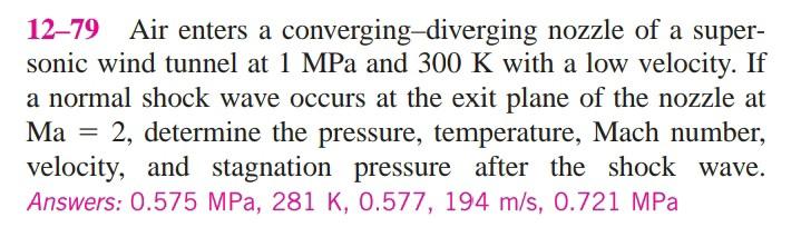 Solved 12-79 Air enters a converging-diverging nozzle of a | Chegg.com