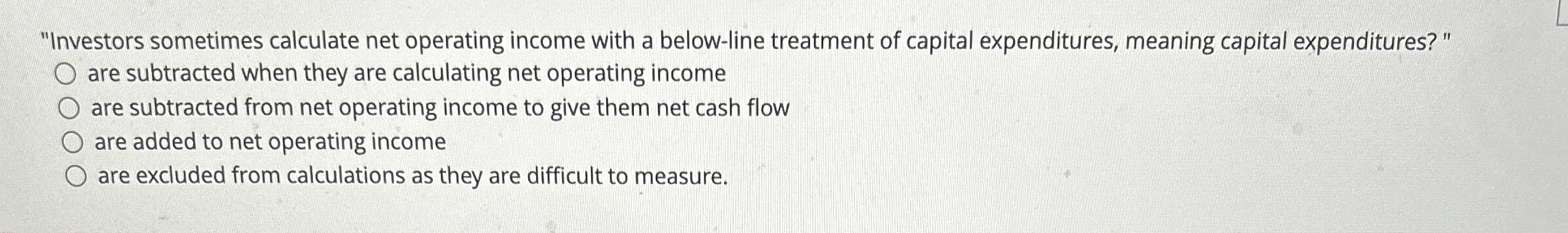 Solved "Investors sometimes calculate net operating income | Chegg.com