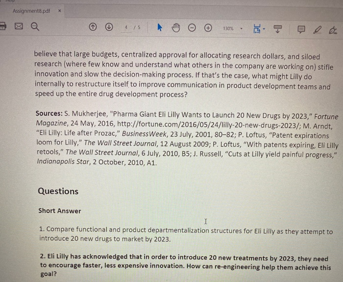 Solved Case Assignment ELI LILLY Patents work by temporarily | Chegg.com