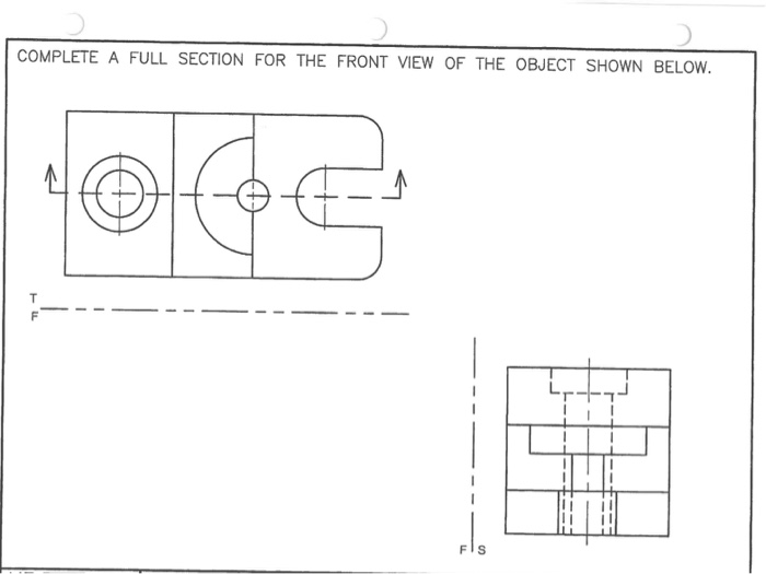 Solved COMPLETE A FULL SECTION FOR THE FRONT VIEW OF THE | Chegg.com