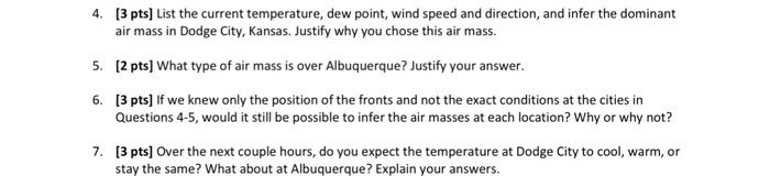 Solved 4. [3 pts] List the current temperature, dew point, | Chegg.com