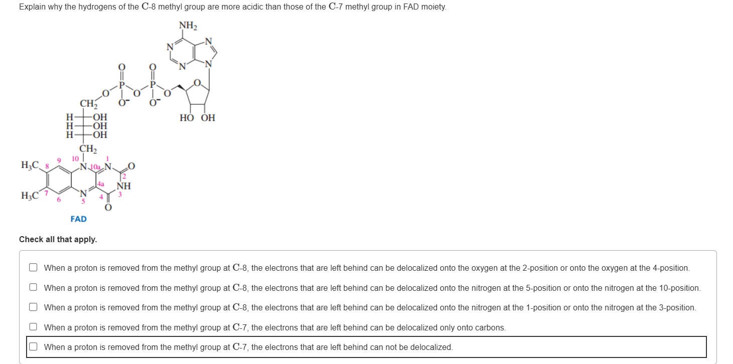 Solved Explain why the hydrogens of the C-8 ﻿methyl group | Chegg.com