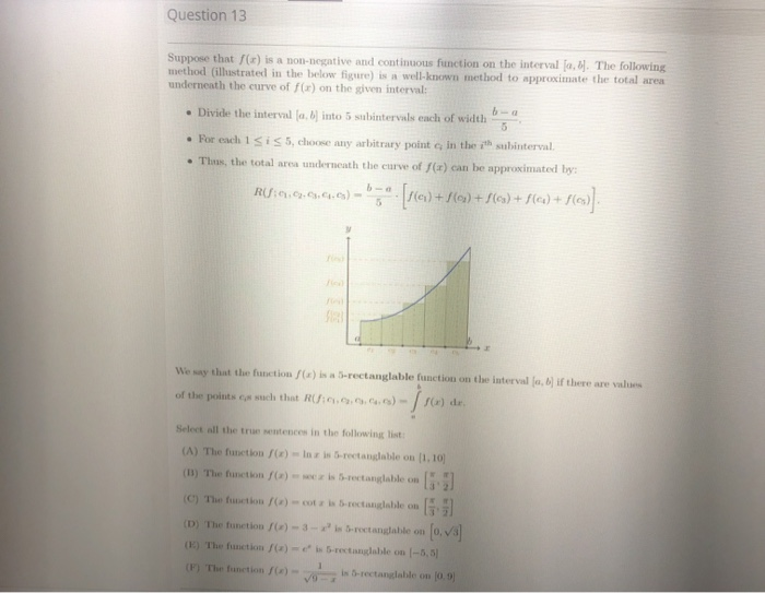Solved Question 13 Suppose that f(x) is a non-negative and | Chegg.com