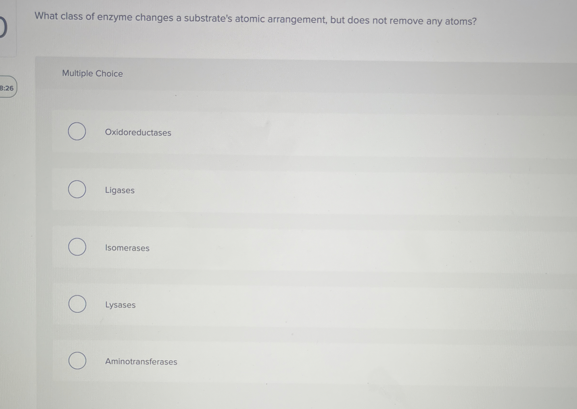 Solved What class of enzyme chages a substrates atomic | Chegg.com