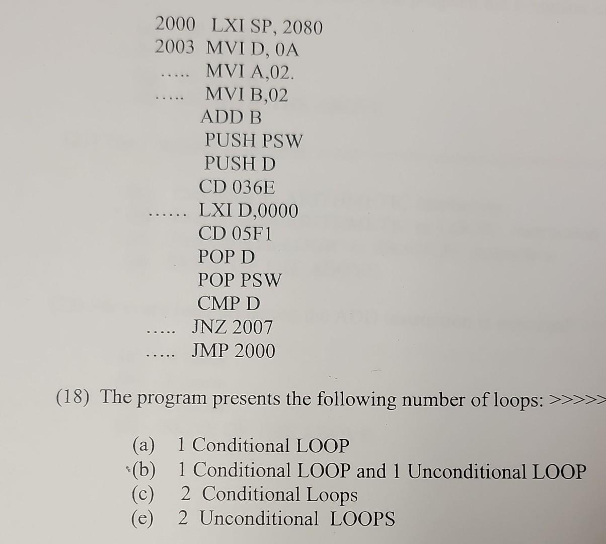 Solved (18) The program presents the following number of | Chegg.com