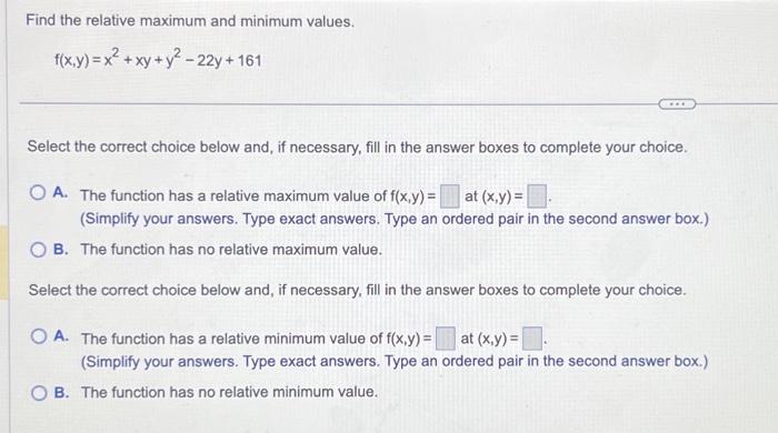 Solved Find the relative maximum and minimum values. | Chegg.com