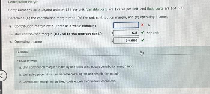 Solved Contribution Margin Harry Company sells 19,000 units | Chegg.com