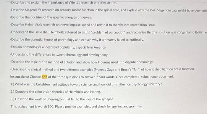 Solved -Describe and explain the importance of Whytt's | Chegg.com